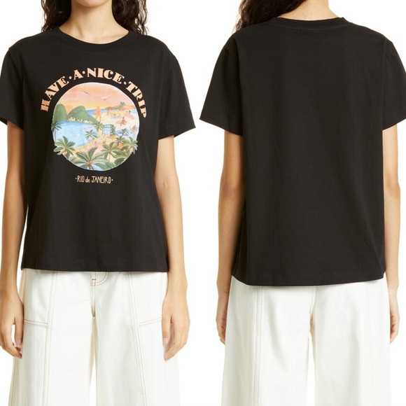 FARM Rio | Tops | Farm Rio Have A Nice Trip Cotton Graphic Tee Size M ...